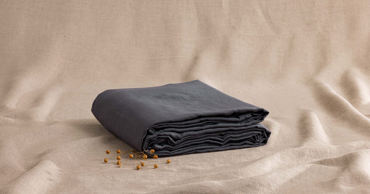 Drap Plat en Lin Lavé Gris Silex | Embrin