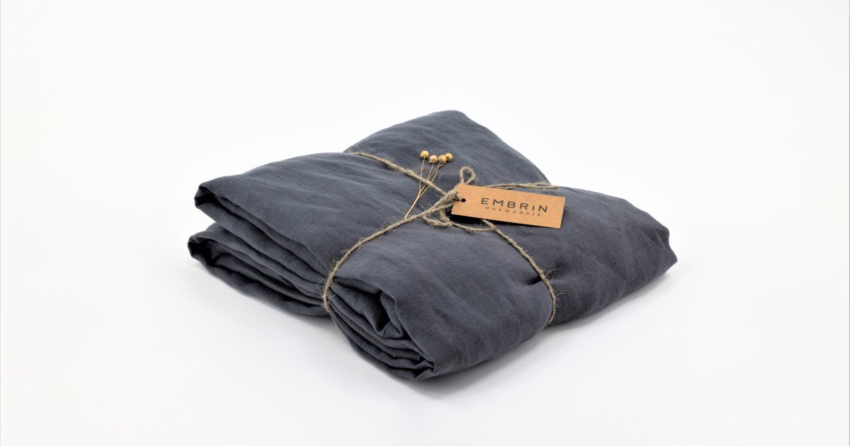 Drap Housse en Lin Lavé Gris Silex | Embrin