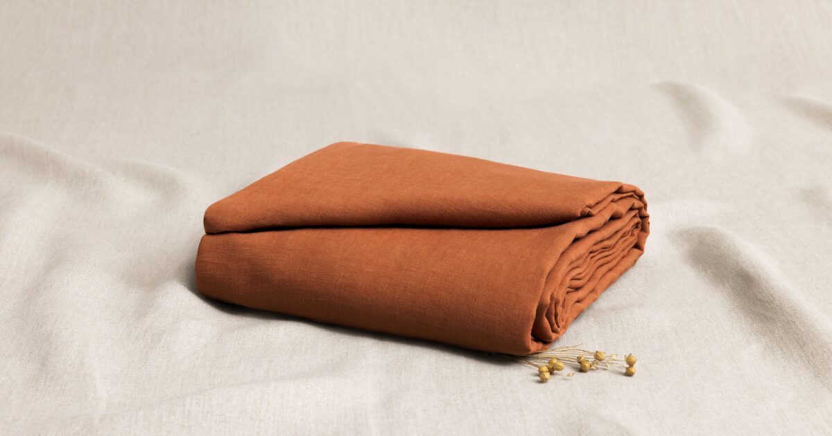 Drap Housse en Lin Lavé Tomette