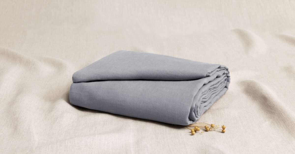 Drap Plat en Lin Lavé Gris Cendre
